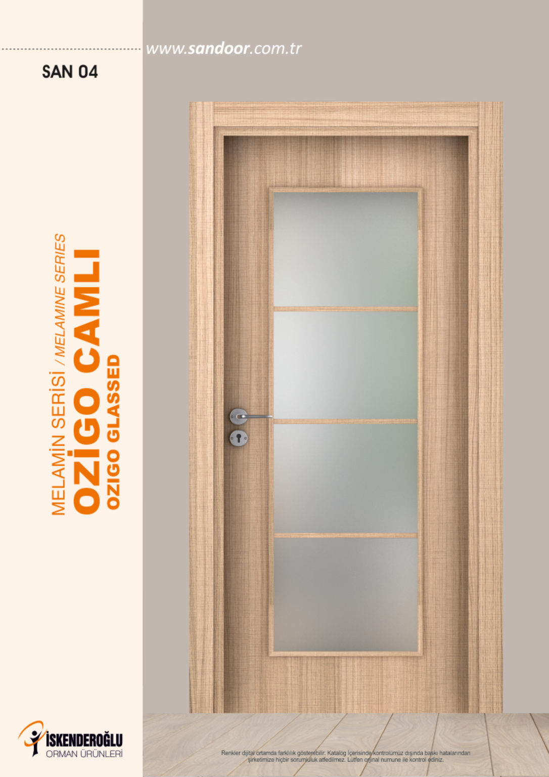 Sandoor Ozigo Camlı Melamin Kapı-SAN04 | Sandoor Kapı - Melamin Kapı